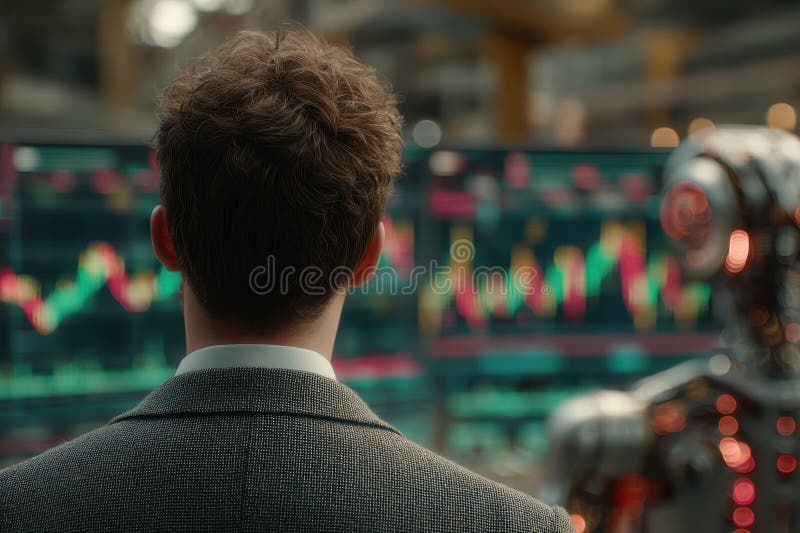 Businessman Analyzing Fluctuating Stock Trends with Advanced Technology ...