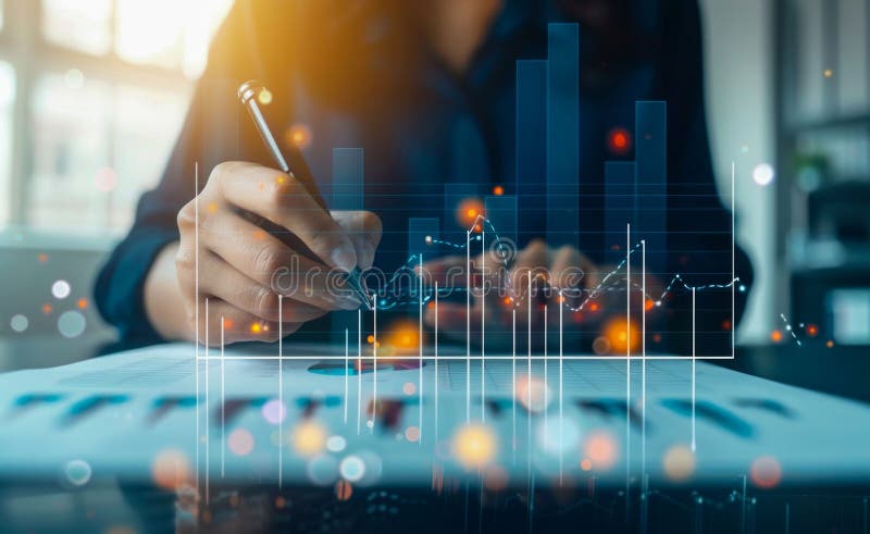 Businessman Analyzing Growth Chart on Digital Interface. Generative Ai ...