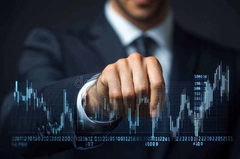 Businessman Analyzing Increasing Statistics Chart Using Futuristic ...
