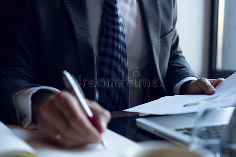 Businessman Analyzing Investment Charts. Accounting. Hands of Financial ...