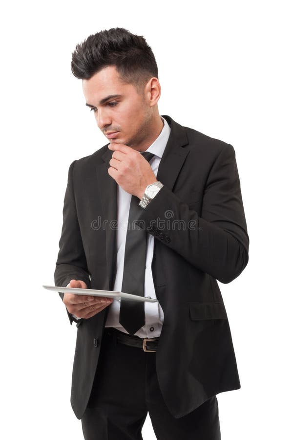 Businessman Analyzing New Information Stock Image - Image of office ...