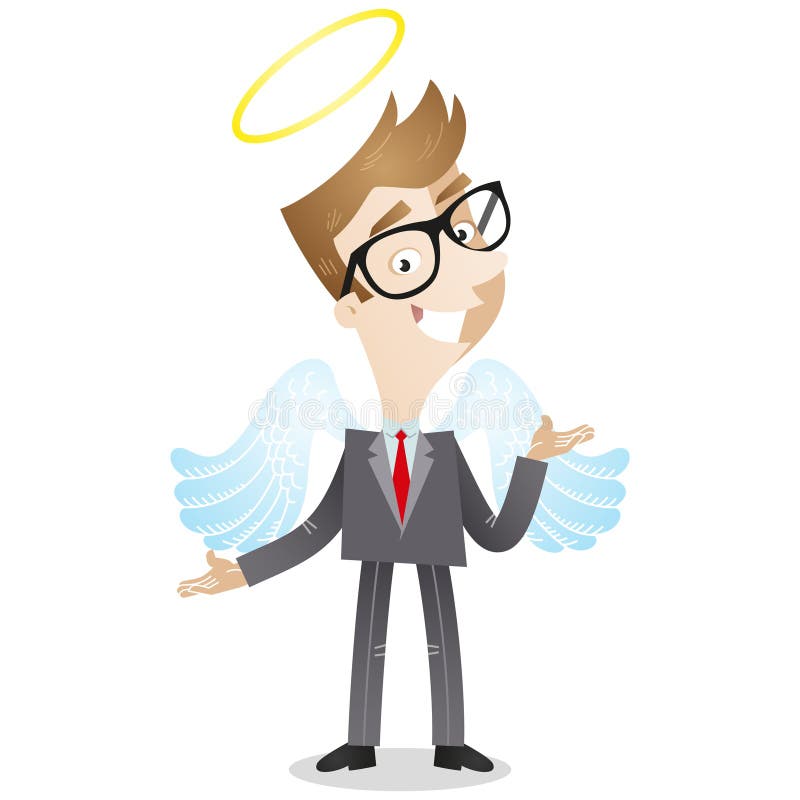 Cartoon Angel, Stick Figure, Girl in White Dress with Wings and Halo ...