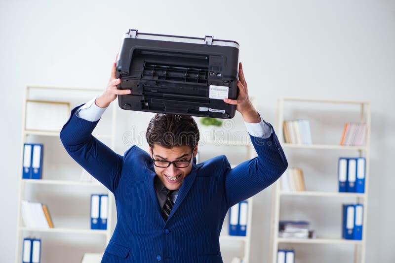 Man Beating a Copy Machine stock illustration. Illustration of copy ...