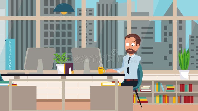 Flat Cartoon Cute Man Character Walking Cycle with Briefcase Isolated ...