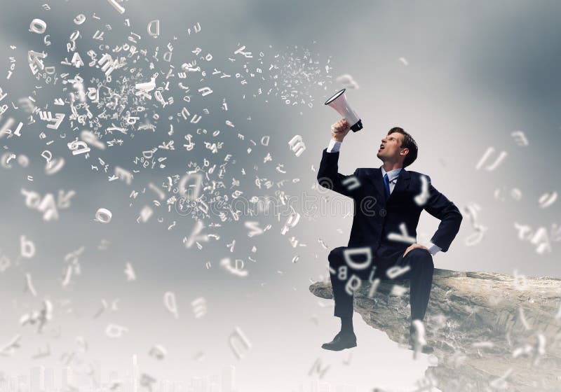 Businessman Announcing Something Stock Photo - Image of concept, scream ...