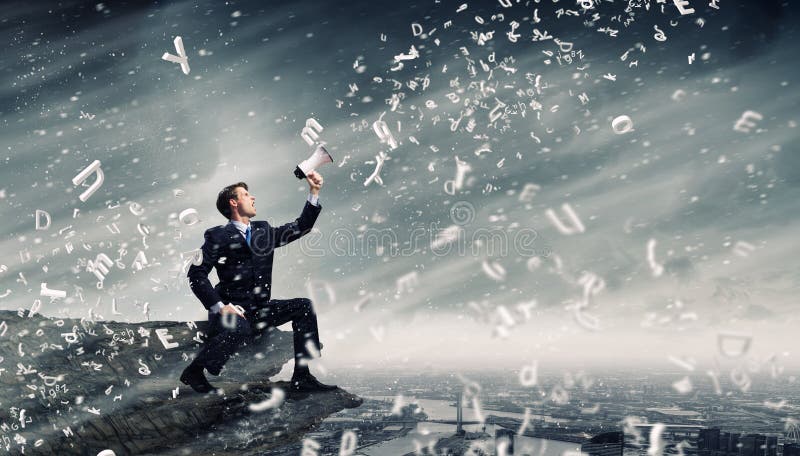 Businessman Announcing Something Stock Photo - Image of communication ...