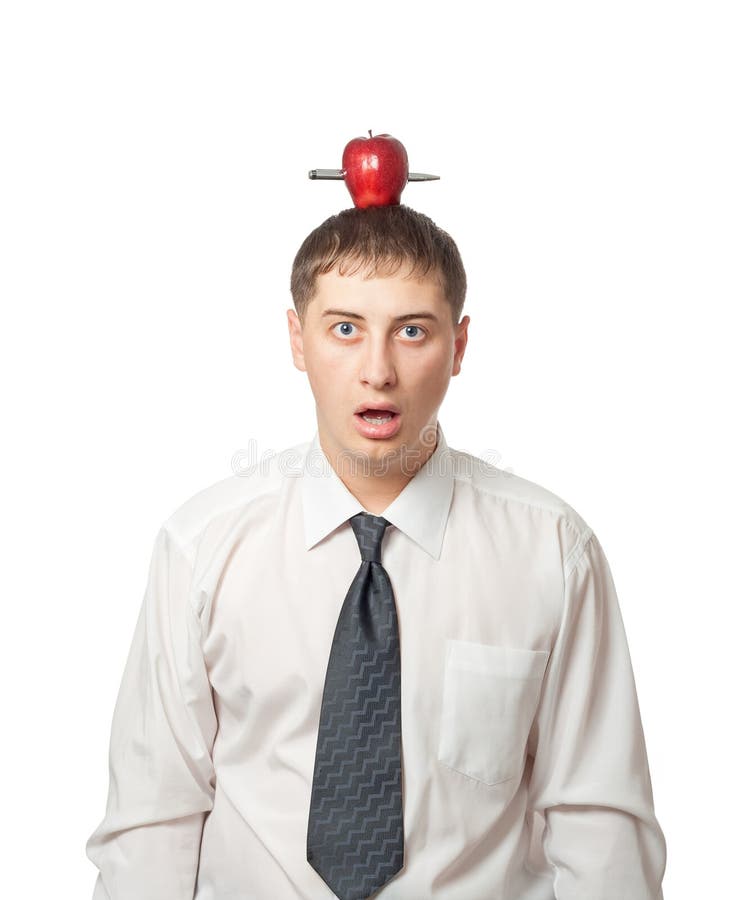 Boy with apple on head stock image. Image of child, arrow - 27447193