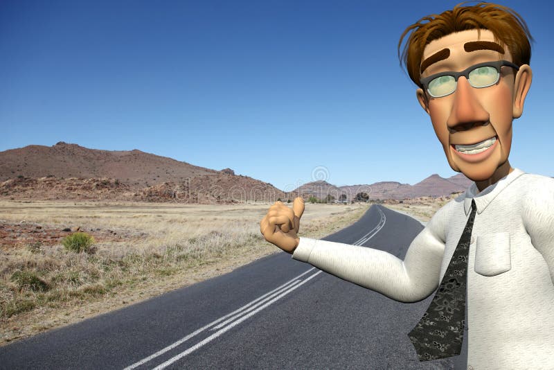 Businessman Asking for a Free Ride Stock Illustration - Illustration of ...