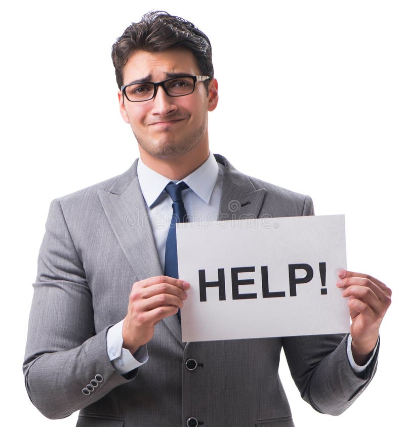 Businessman Asking for Help Isolated on White Background Stock Photo ...