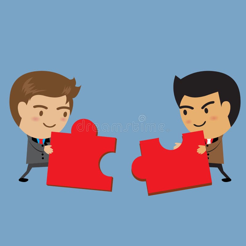 Businessman Assembling Jigsaw Puzzle and Represent Team Support and ...