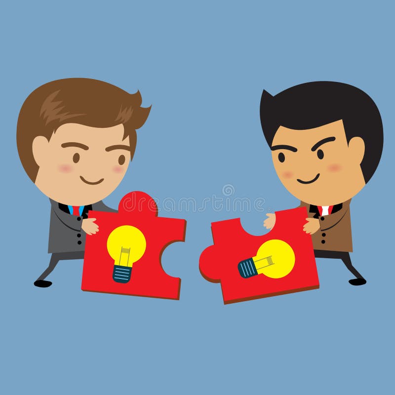 Businessman Assembling Jigsaw Puzzle and Represent Team Support and ...