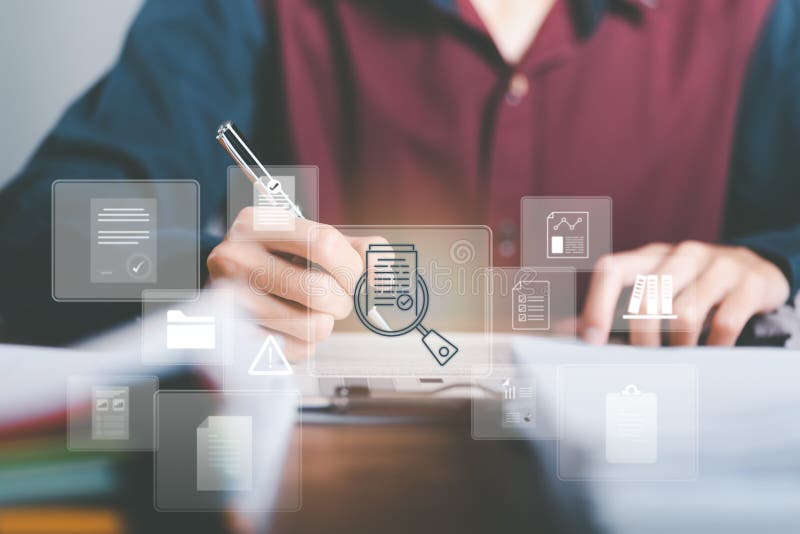 Businessman Audit Documents, Quality Assessment Management with a ...