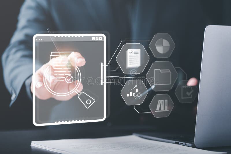 Businessman Audit Documents, Quality Assessment Management with a Checklist, Business Document ...