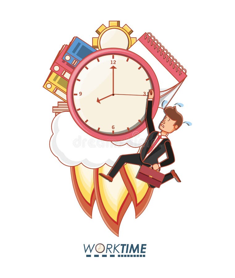 Businessman Avatar with Work Time Elements Stock Vector - Illustration ...