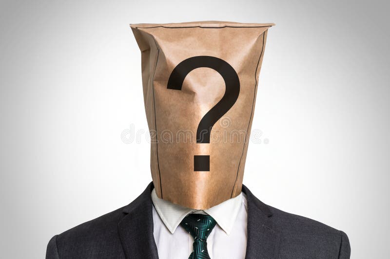 Businessman with a Bag on the Head - with Question Mark Stock Image ...