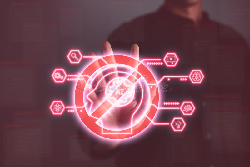 Businessman Ban Artificial Intelligence Screen Stock Photo - Image of ...