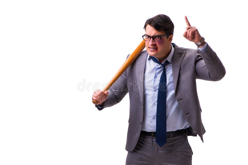 The Businessman with Baseball Bat Isolated on White Stock Image - Image ...