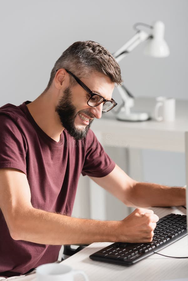Businessman Beating Computer Keyboard while Working Stock Image - Image ...