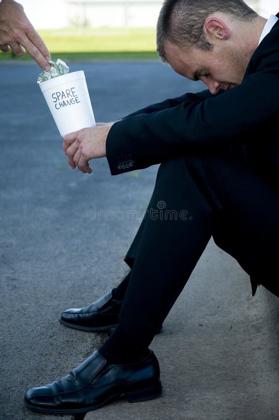 Businessman Begging for Spare Change Stock Image - Image of spare ...