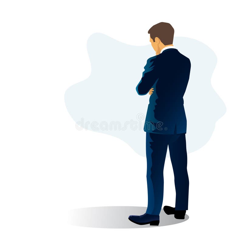 Businessman from Behind Looking at Something. Flat Style Design Stock ...