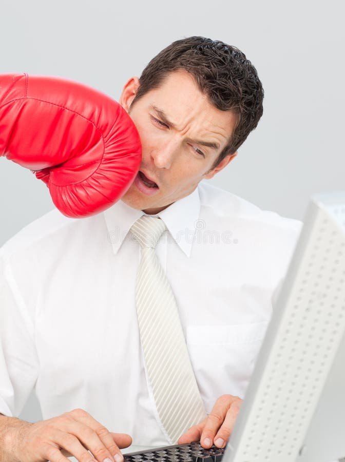 A Businessman Being Boxed in His Face Stock Photo - Image of male ...
