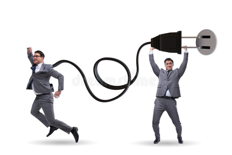 Businessman Being Powered by Electric Power Stock Image - Image of ...