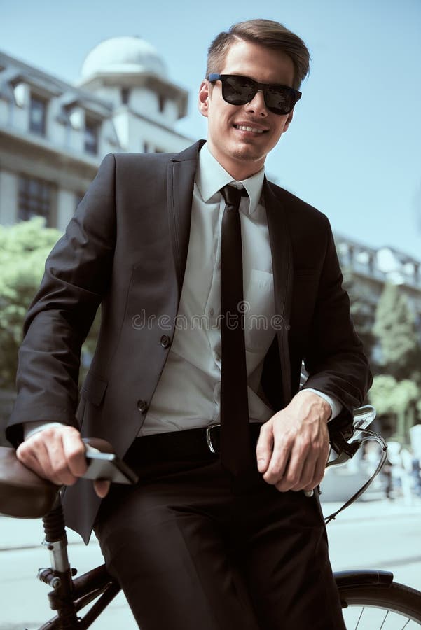 Businessman with bicycle stock image. Image of environmental - 146302591