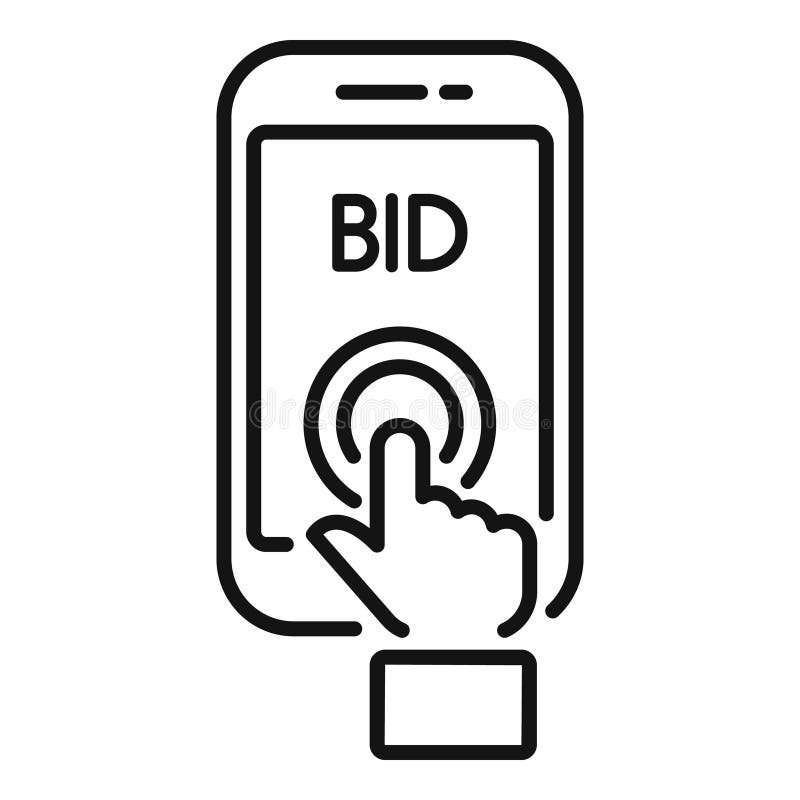 Businessman is Bidding Online Using a Mobile Phone Application Stock ...