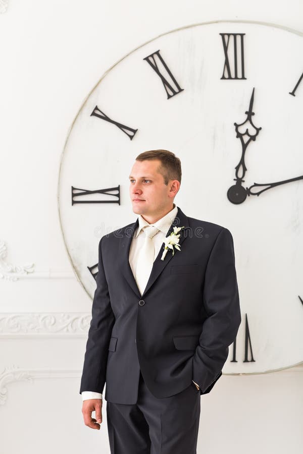 Businessman with a Big Clock. Time for Work Concept Stock Image - Image ...
