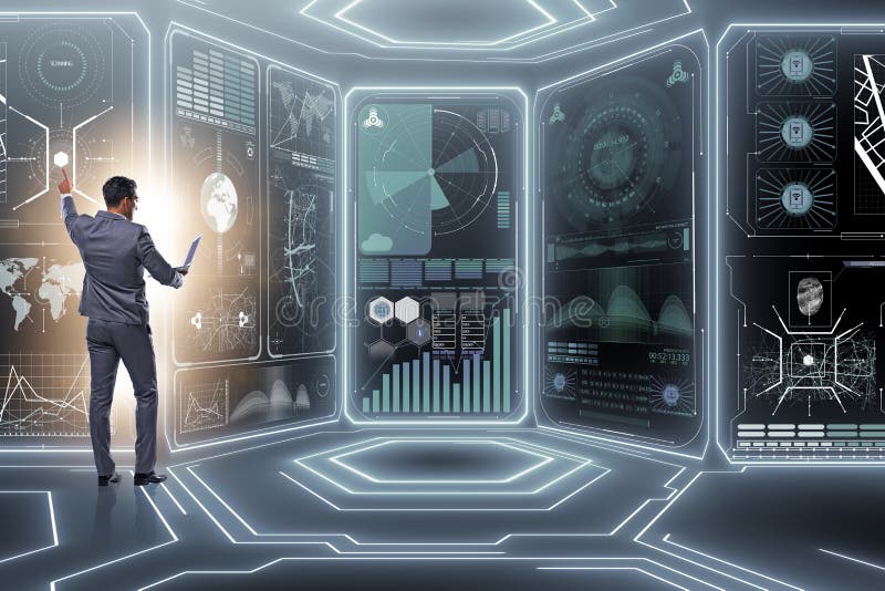 The Businessman in Big Data Management Concept Stock Illustration ...