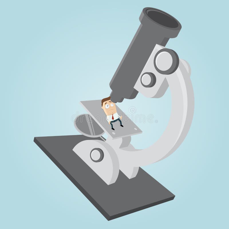 Funny man with microscope. stock illustration. Illustration of isolated ...