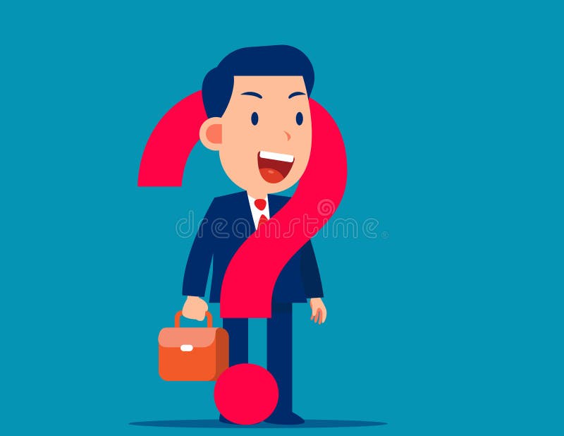 Businessman with Big Question Mark. Business Problems Vector ...