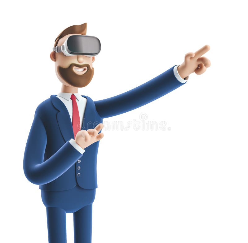 3d Illustration. Businessman Billy Using Virtual Reality Glasses and ... 3d Illustration. Businessman Billy Using Virtual Reality Glasses and ...