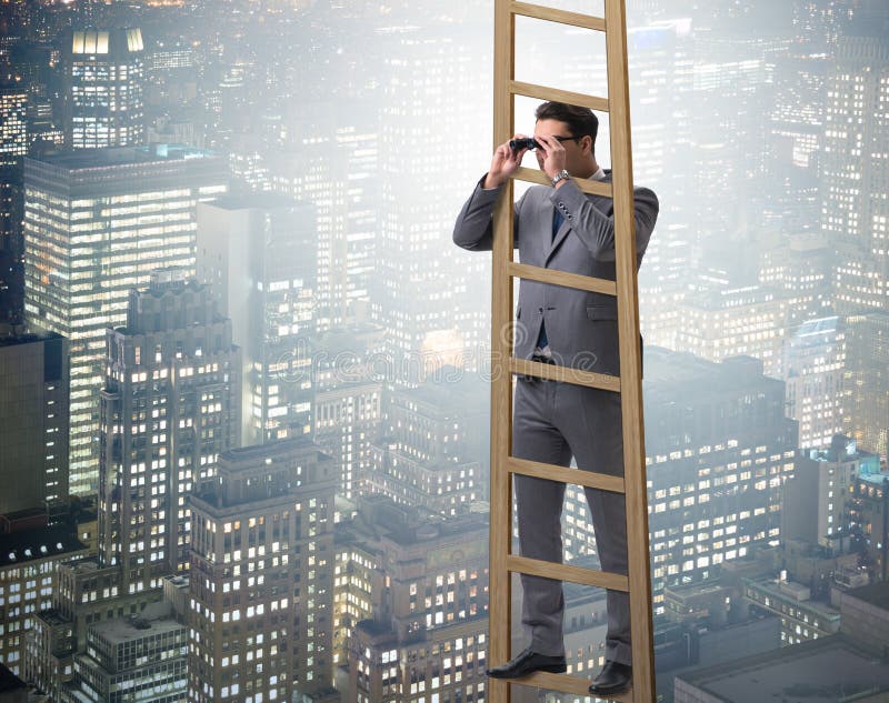 Businessman with Binoculars Looking into Future Stock Image - Image of ...