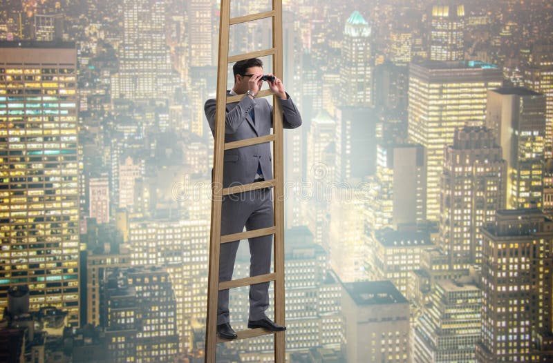 Businessman with Binoculars Looking into Future Stock Photo - Image of ...