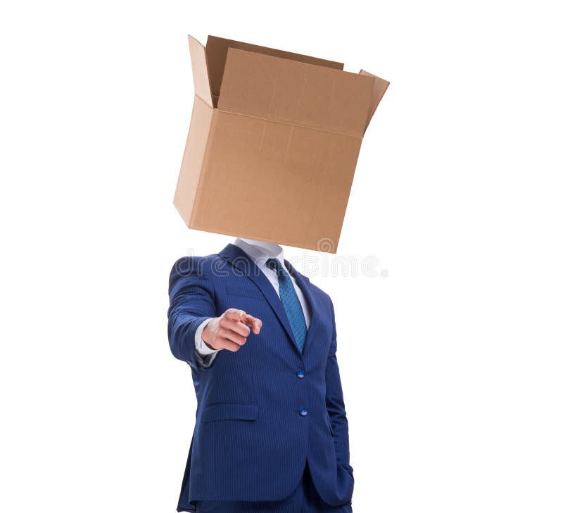 Businessman with Blank Box on His Head Stock Image - Image of ...
