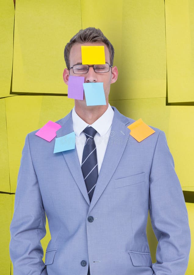 Businessman with Blank Note Over His Face Stock Image - Image of male ...