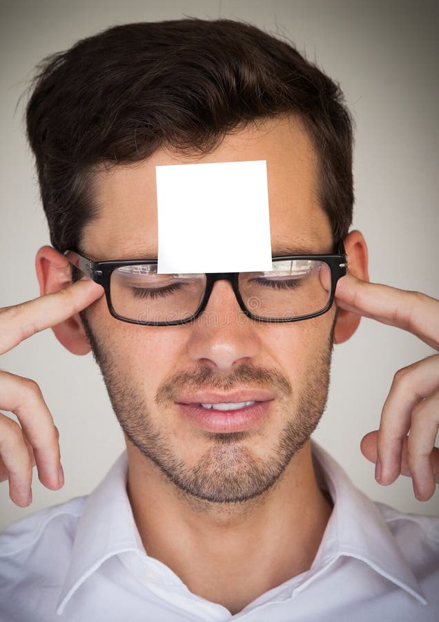 Businessman with Blank Sticky Note Stuck on His Face Stock Image ...
