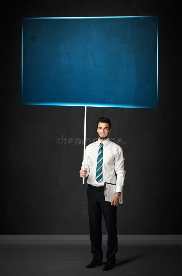 Businessman with Blue Board Stock Photo - Image of folder, hold: 71977296