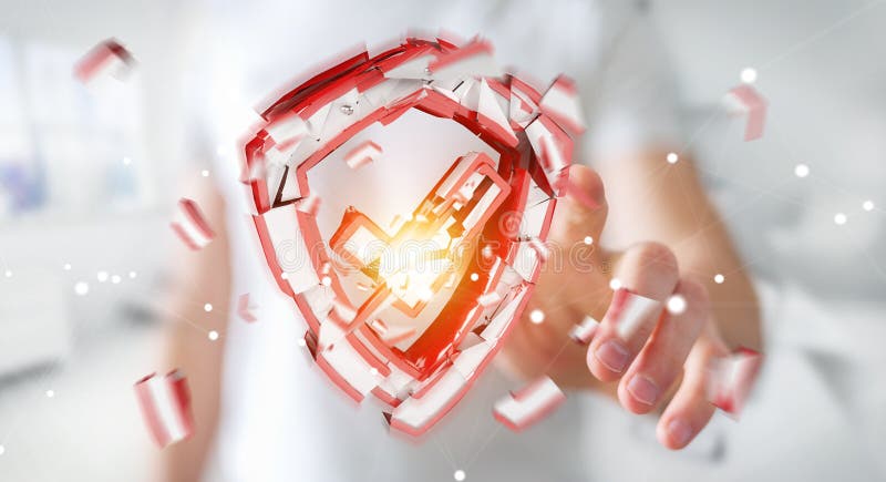 Businessman Facing Security Break 3D Rendering Stock Illustration ...