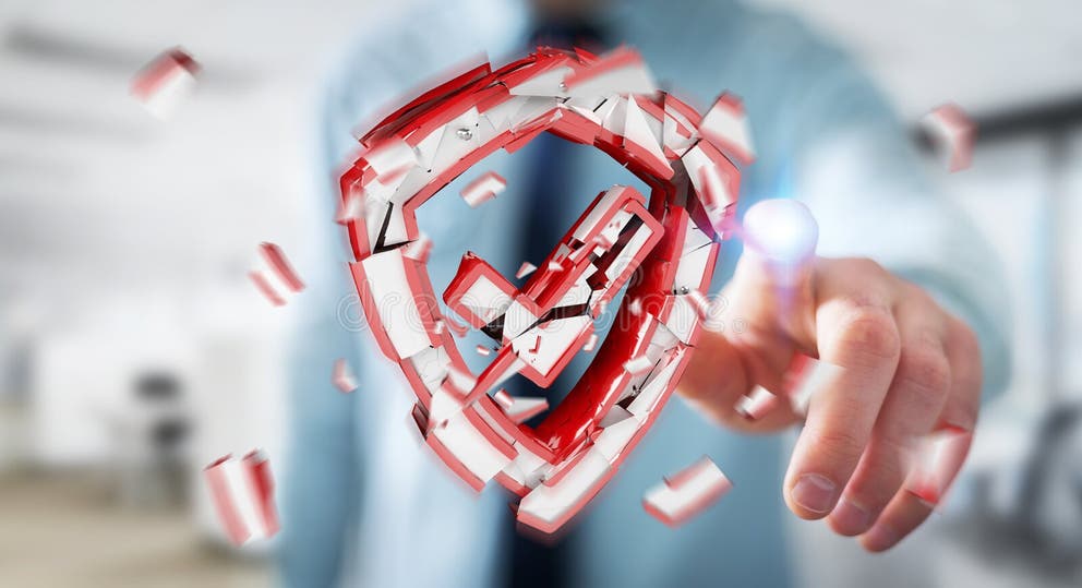 Businessman Facing Security Break 3D Rendering Stock Illustration ...