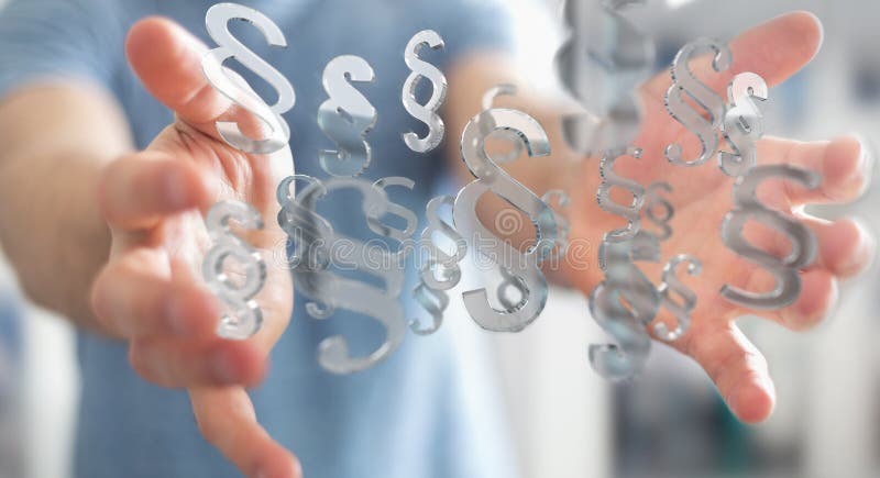 Businessman Using Law Paragraph Symbol 3D Rendering Stock Illustration ...