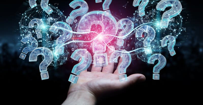 Businessman Solving Problem with Digital Question Marks 3D Rendering ... Businessman Solving Problem with Digital Question Marks 3D Rendering ...