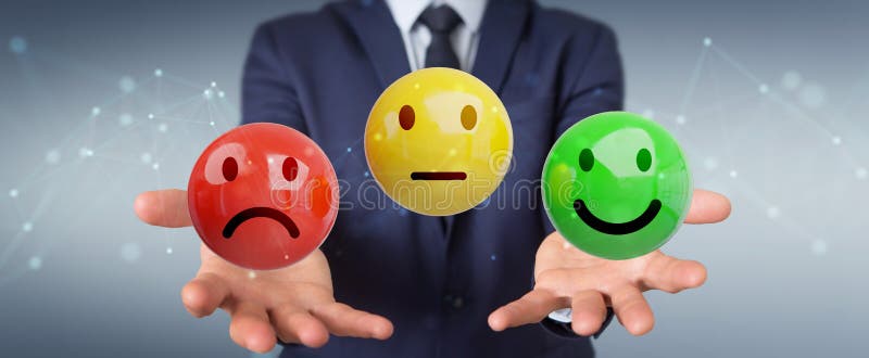Businessman Using Customer Satisfaction Rating 3D Rendering Stock ...
