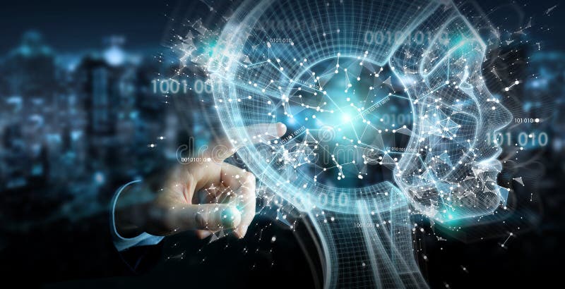 Businessman Using Digital Artificial Intelligence Interface 3D R Stock ...