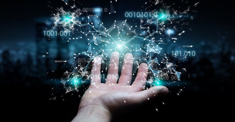 Digital Binary Code Connection Network Background 3D Rendering Stock Illustration - Illustration ...