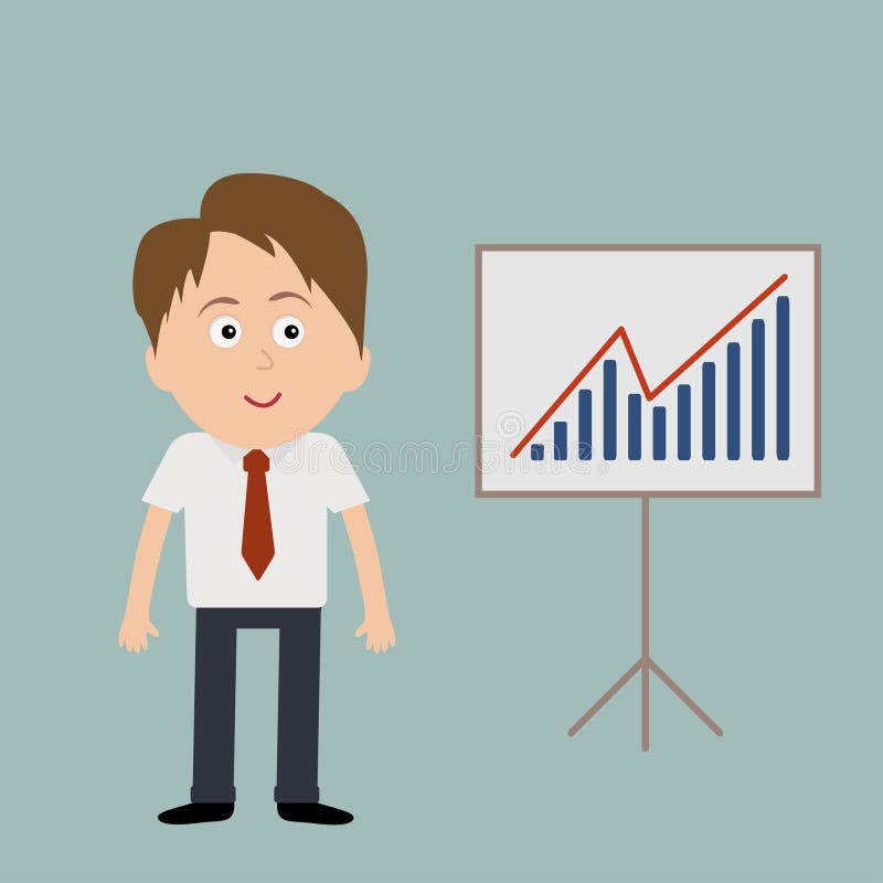 Businessman and Board with Success Diagram. Stock Vector - Illustration ...