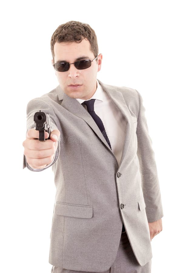 Businessman Bodyguard Isolated on a White Stock Photo - Image of kill ...