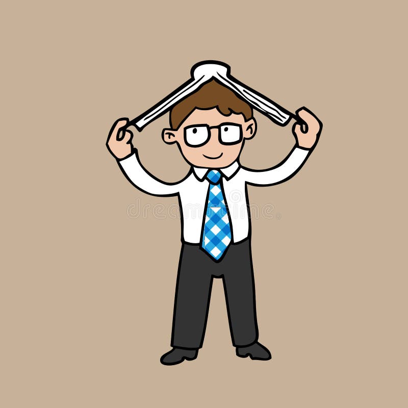 Businessman with Book Cover on Head Stock Illustration - Illustration ...