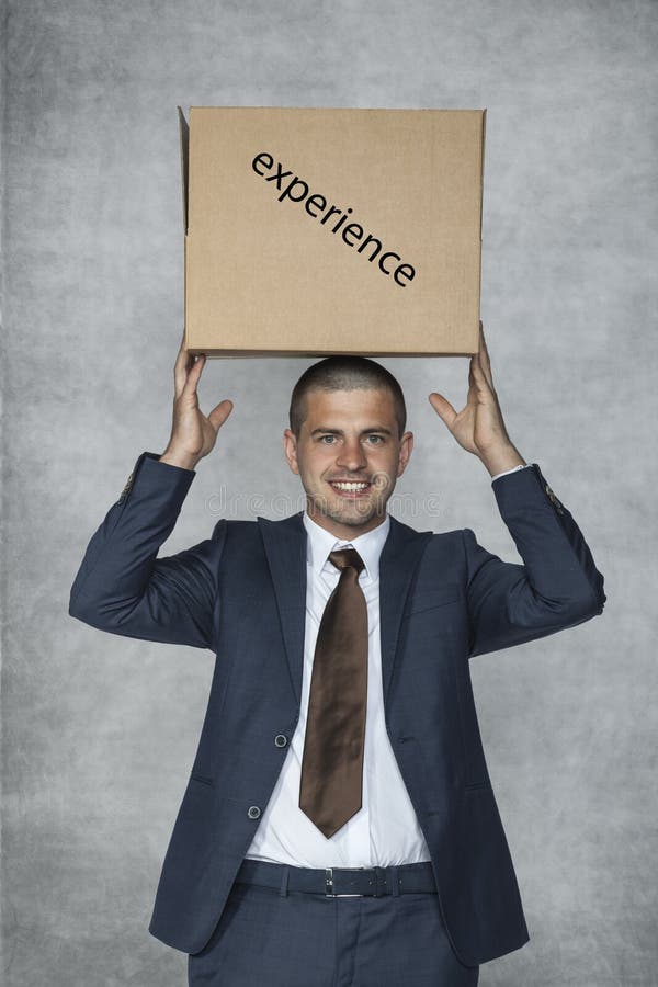 Businessman with a Box of Experience Stock Image - Image of plan ...
